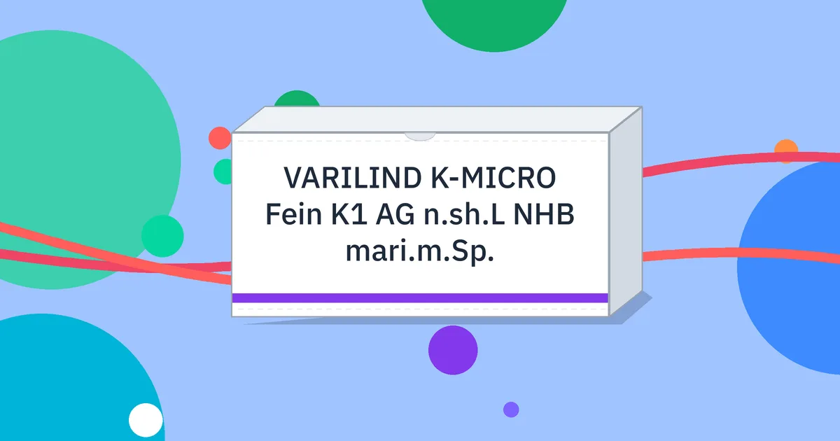 Symbolbild: Packung mit der Aufschrift VARILIND K-MICRO Fein K1 AG n.sh.L NHB mari.m.Sp. (PZN 20554752) – Verfügbarkeit und Bezug in Apotheken in Frankfurt am Main