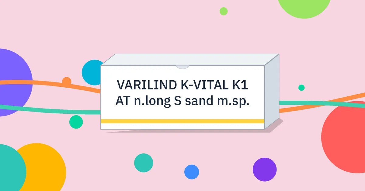 Symbolbild: Packung mit der Aufschrift VARILIND K-VITAL K1 AT n.long S sand m.sp. (PZN 20559695) – Verfügbarkeit und Bezug in Apotheken in Frankfurt am Main