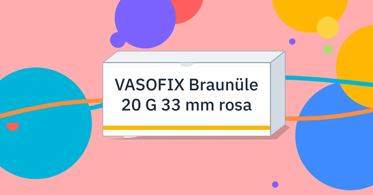 Symbolbild: Packung mit der Aufschrift VASOFIX Braunüle 20 G 33 mm rosa (PZN 20130986) – Verfügbarkeit und Bezug in Apotheken in Frankfurt am Main