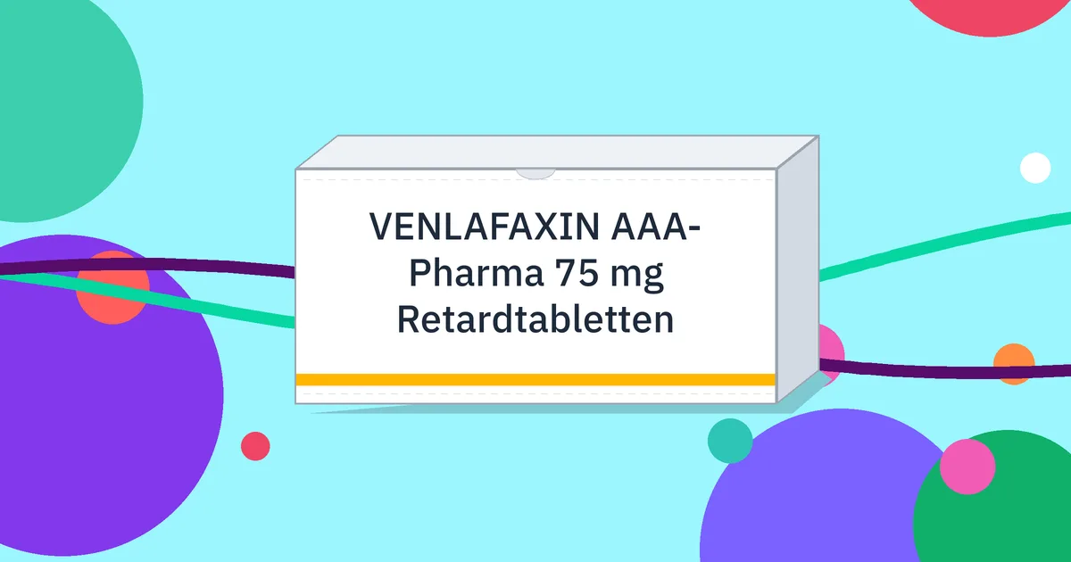 Symbolbild: Packung mit der Aufschrift VENLAFAXIN AAA-Pharma 75 mg Retardtabletten (PZN 18300346) – Verfügbarkeit und Bezug in Apotheken in Frankfurt am Main
