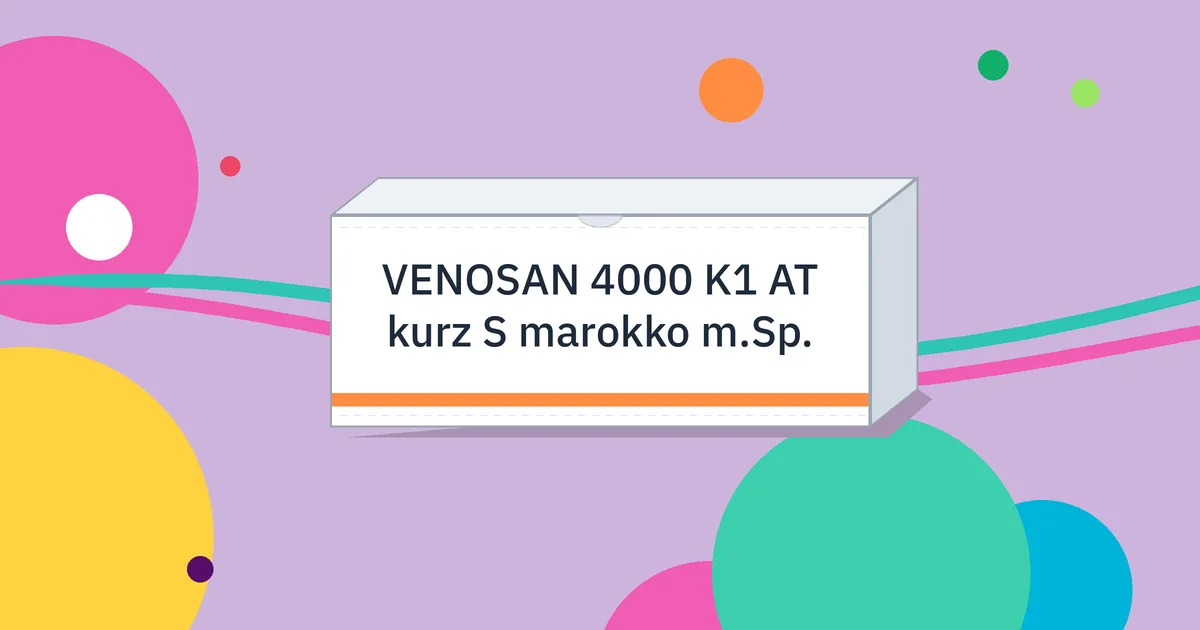 Symbolbild: Packung mit der Aufschrift VENOSAN 4000 K1 AT kurz S marokko m.Sp. (PZN 14425157) – Verfügbarkeit und Bezug in Apotheken in Frankfurt am Main