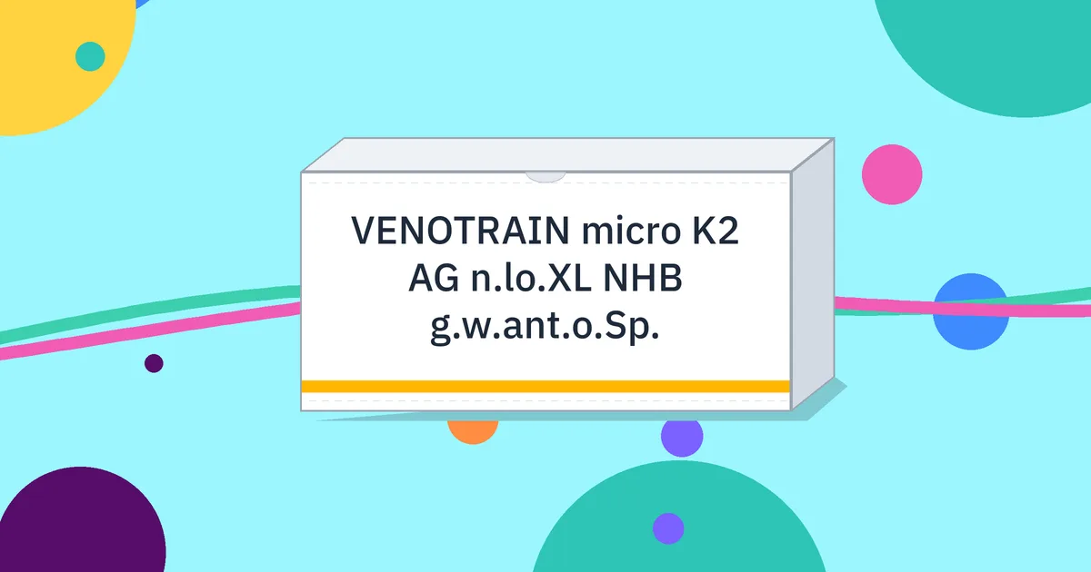 Symbolbild: Packung mit der Aufschrift VENOTRAIN micro K2 AG n.lo.XL NHB g.w.ant.o.Sp. (PZN 11065066) – Verfügbarkeit und Bezug in Apotheken in Frankfurt am Main