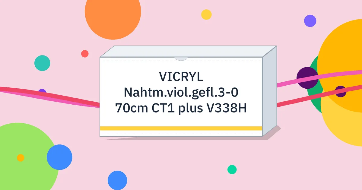 Symbolbild: Packung mit der Aufschrift VICRYL Nahtm.viol.gefl.3-0 70cm CT1 plus V338H (PZN 16809784) – Verfügbarkeit und Bezug in Apotheken in Frankfurt am Main