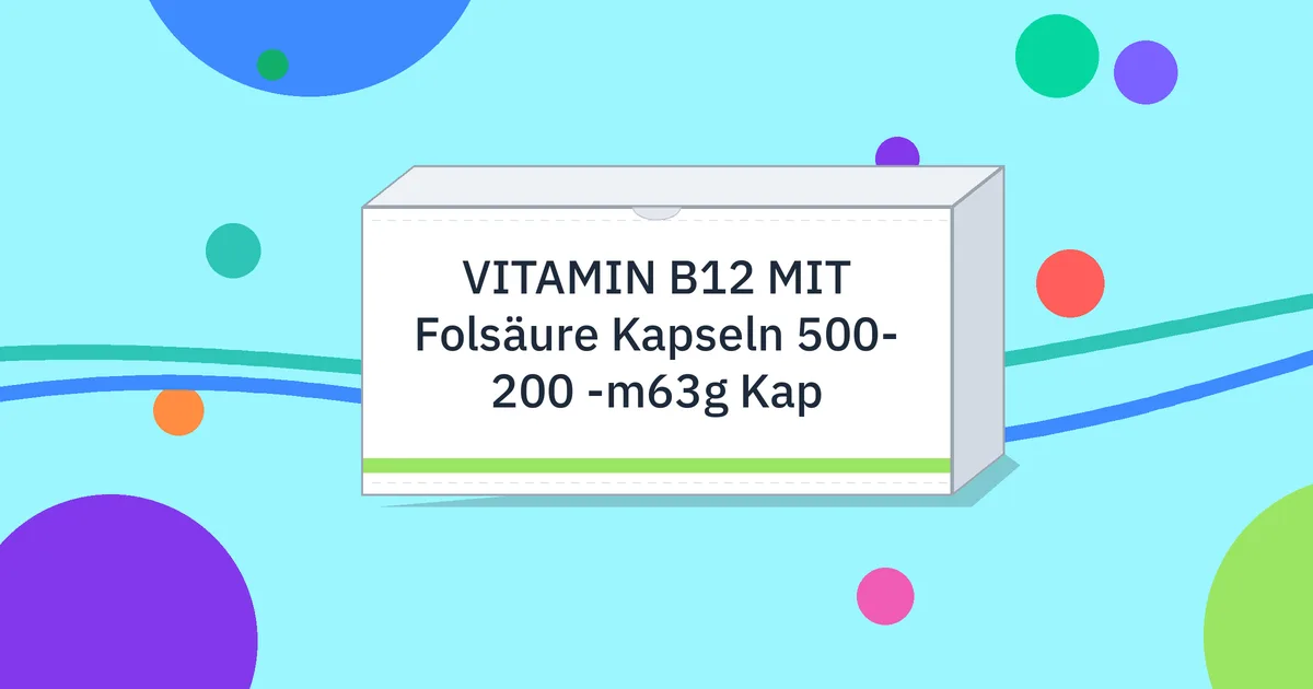 Symbolbild: Packung mit der Aufschrift VITAMIN B12 MIT Folsäure Kapseln 500-200 -m63g Kap (PZN 18767794) – Verfügbarkeit und Bezug in Apotheken in Frankfurt am Main