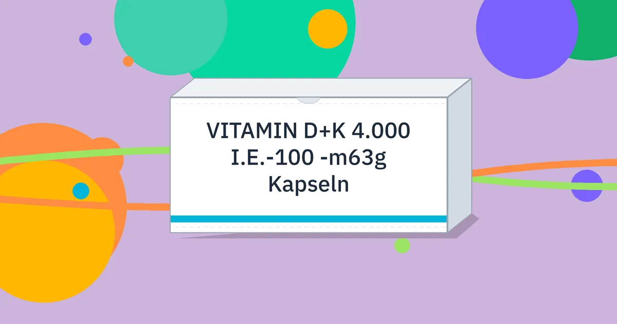 Symbolbild: Packung mit der Aufschrift VITAMIN D+K 4.000 I.E.-100 -m63g Kapseln (PZN 17250273) – Verfügbarkeit und Bezug in Apotheken in Frankfurt am Main