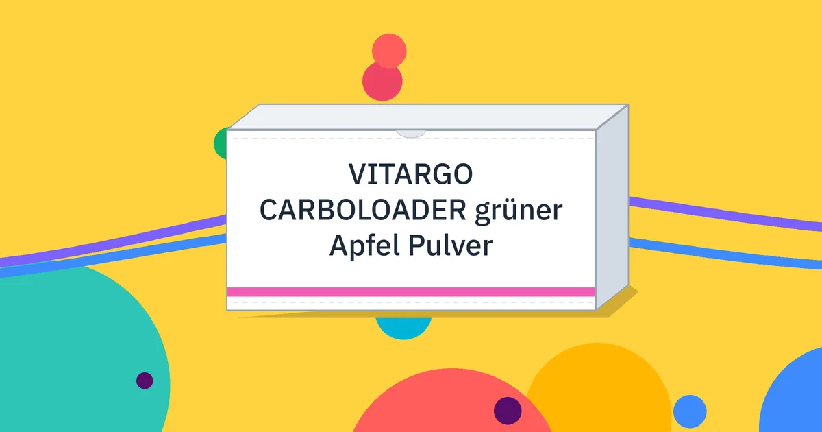 Symbolbild: Packung mit der Aufschrift VITARGO CARBOLOADER grüner Apfel Pulver (PZN 12896757) – Verfügbarkeit und Bezug in Apotheken in Frankfurt am Main