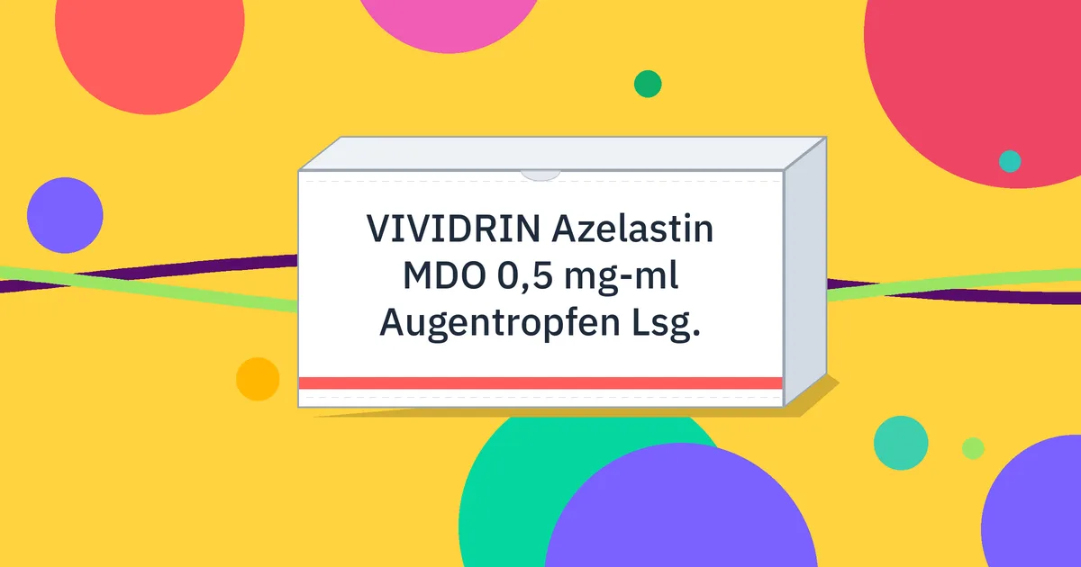 Symbolbild: Packung mit der Aufschrift VIVIDRIN Azelastin MDO 0,5 mg-ml Augentropfen Lsg. (PZN 19782695) – Verfügbarkeit und Bezug in Apotheken in Frankfurt am Main