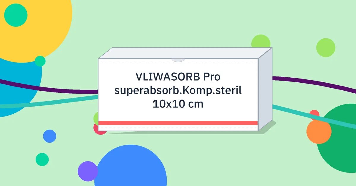 Symbolbild: Packung mit der Aufschrift VLIWASORB Pro superabsorb.Komp.steril 10x10 cm (PZN 19503867) – Verfügbarkeit und Bezug in Apotheken in Frankfurt am Main