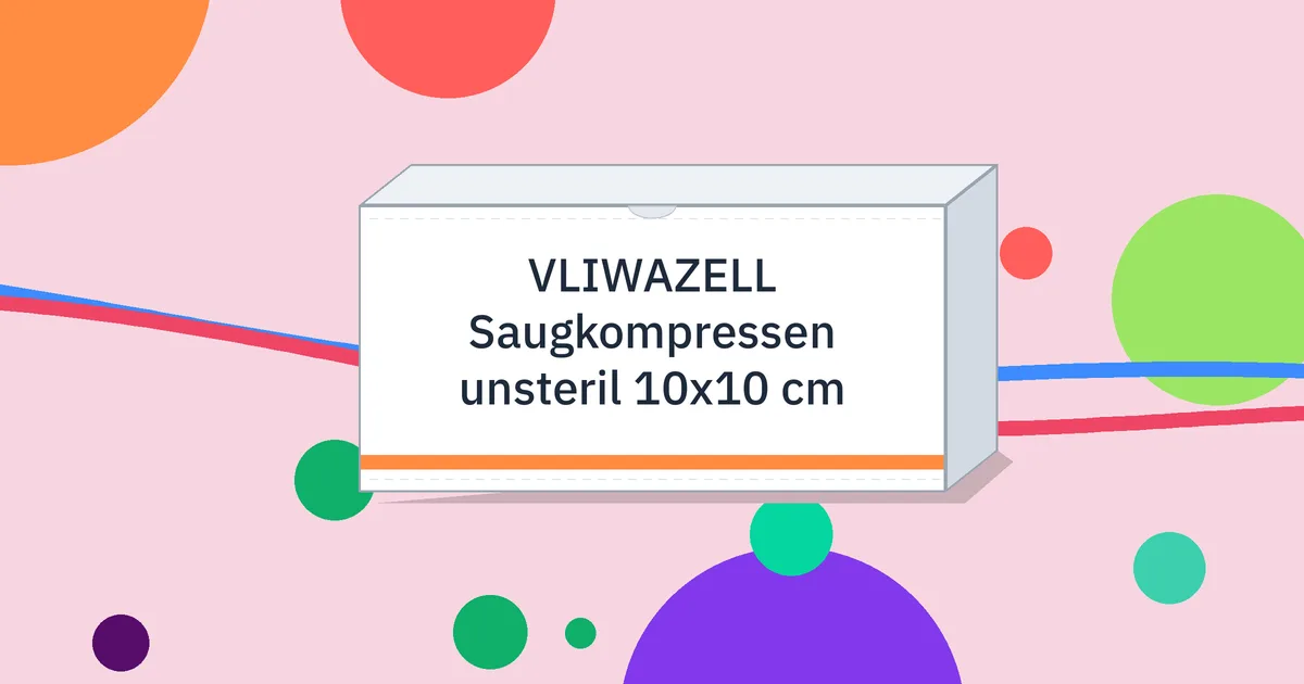 Symbolbild: Packung mit der Aufschrift VLIWAZELL Saugkompressen unsteril 10x10 cm (PZN 20845343) – Verfügbarkeit und Bezug in Apotheken in Frankfurt am Main