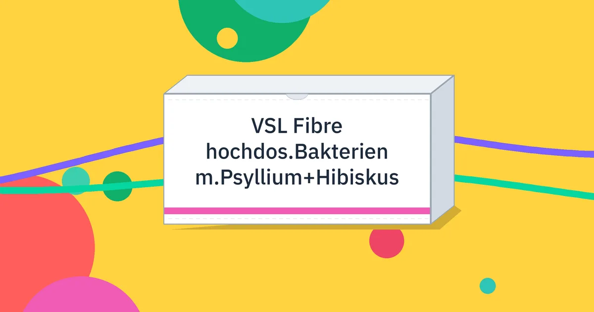 Symbolbild: Packung mit der Aufschrift VSL Fibre hochdos.Bakterien m.Psyllium+Hibiskus (PZN 19412225) – Verfügbarkeit und Bezug in Apotheken in Frankfurt am Main