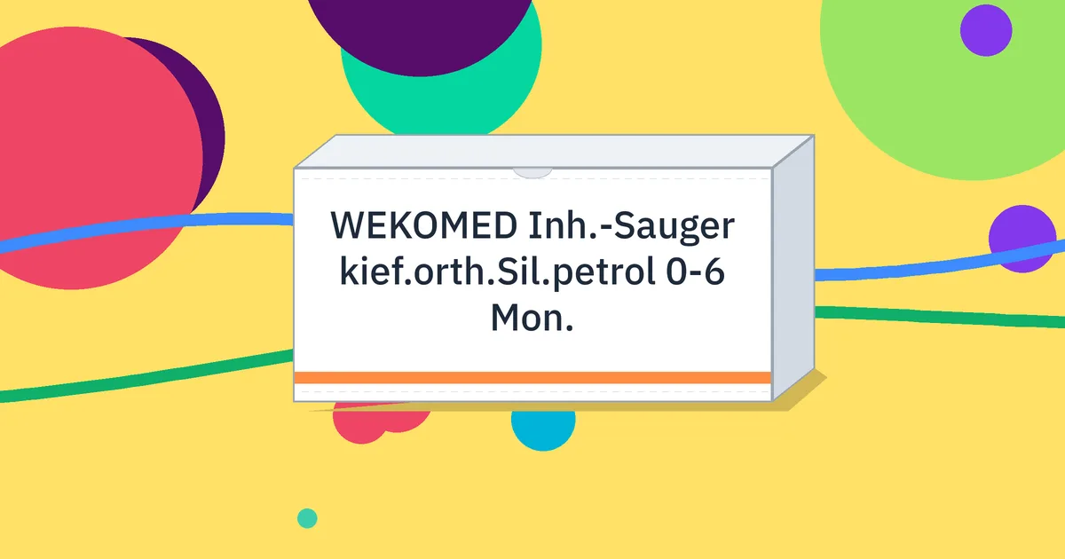 Symbolbild: Packung mit der Aufschrift WEKOMED Inh.-Sauger kief.orth.Sil.petrol 0-6 Mon. (PZN 09238186) – Verfügbarkeit und Bezug in Apotheken in Frankfurt am Main