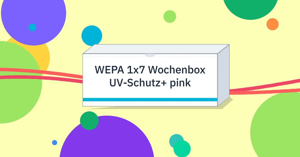 Symbolbild: Packung mit der Aufschrift WEPA 1x7 Wochenbox UV-Schutz+ pink (PZN 18877910) – Verfügbarkeit und Bezug in Apotheken in Frankfurt am Main