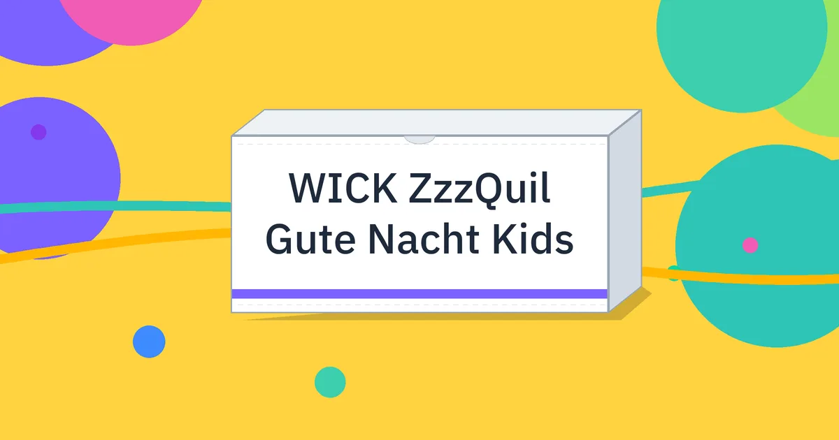 Symbolbild: Packung mit der Aufschrift WICK ZzzQuil Gute Nacht Kids (PZN 18664841) – Verfügbarkeit und Bezug in Apotheken in Frankfurt am Main