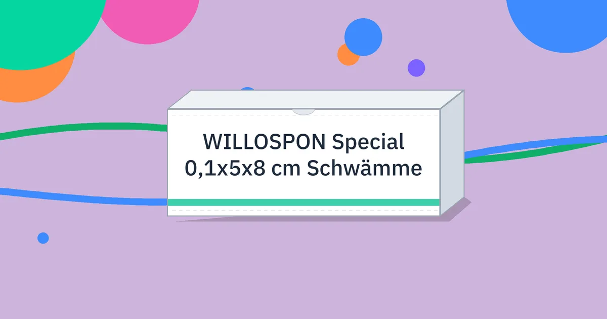Symbolbild: Packung mit der Aufschrift WILLOSPON Special 0,1x5x8 cm Schwämme (PZN 10763130) – Verfügbarkeit und Bezug in Apotheken in Frankfurt am Main