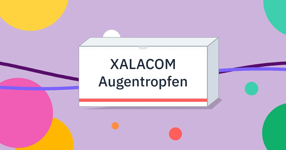Symbolbild: Packung mit der Aufschrift XALACOM Augentropfen (PZN 02725374) – Verfügbarkeit und Bezug in Apotheken in Frankfurt am Main