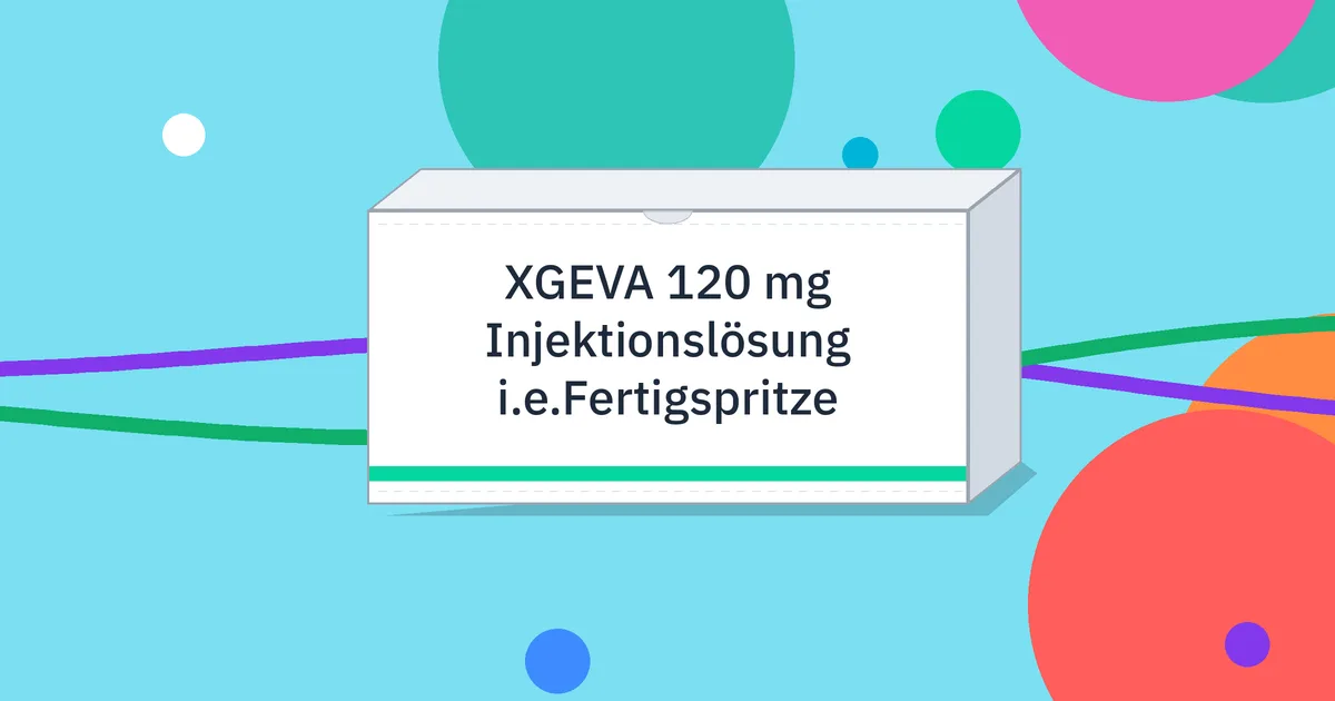 Symbolbild: Packung mit der Aufschrift XGEVA 120 mg Injektionslösung i.e.Fertigspritze (PZN 19554304) – Verfügbarkeit und Bezug in Apotheken in Frankfurt am Main