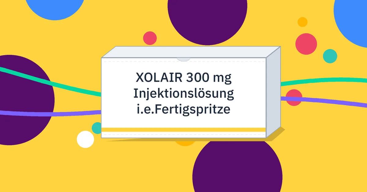 Symbolbild: Packung mit der Aufschrift XOLAIR 300 mg Injektionslösung i.e.Fertigspritze (PZN 20054860) – Verfügbarkeit und Bezug in Apotheken in Frankfurt am Main