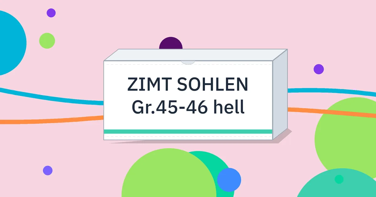 Symbolbild: Packung mit der Aufschrift ZIMT SOHLEN Gr.45-46 hell (PZN 01435823) – Verfügbarkeit und Bezug in Apotheken in Frankfurt am Main