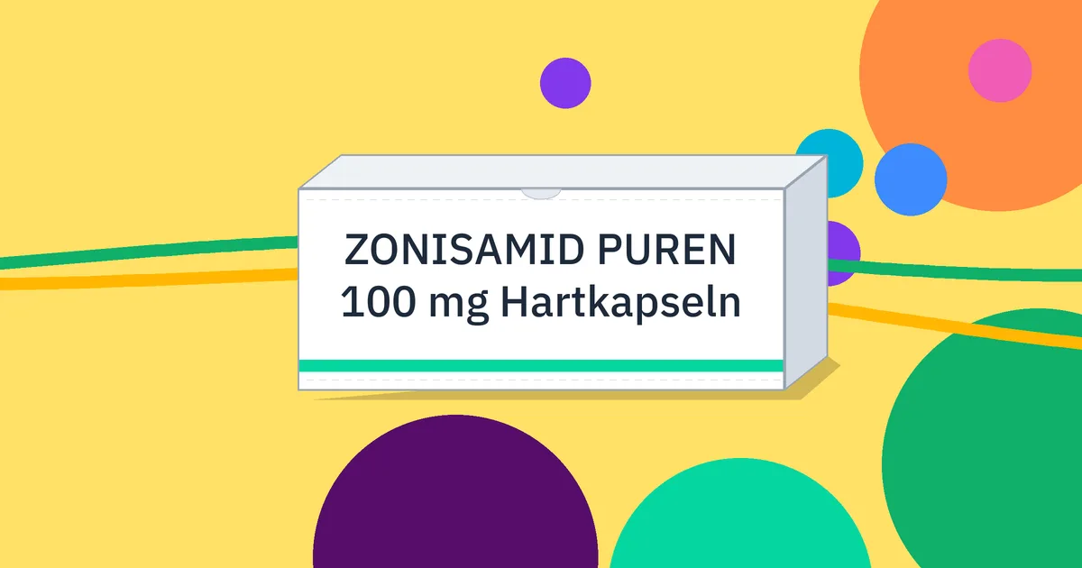 Symbolbild: Packung mit der Aufschrift ZONISAMID PUREN 100 mg Hartkapseln (PZN 18750842) – Verfügbarkeit und Bezug in Apotheken in Frankfurt am Main