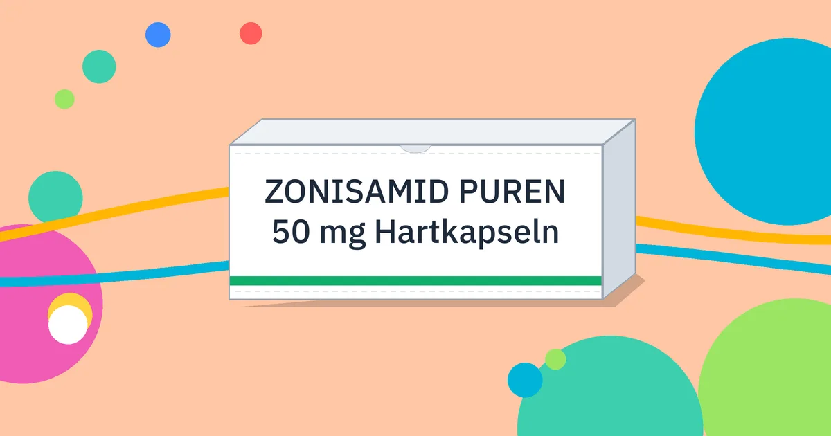 Symbolbild: Packung mit der Aufschrift ZONISAMID PUREN 50 mg Hartkapseln (PZN 18750776) – Verfügbarkeit und Bezug in Apotheken in Frankfurt am Main