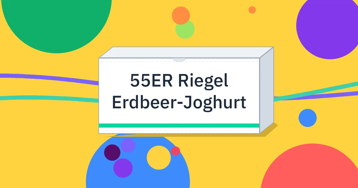 Symbolbild: Packung mit der Aufschrift 55ER Riegel Erdbeer-Joghurt (PZN 10732419) – Verfügbarkeit und Bezug in Apotheken in Frankfurt am Main