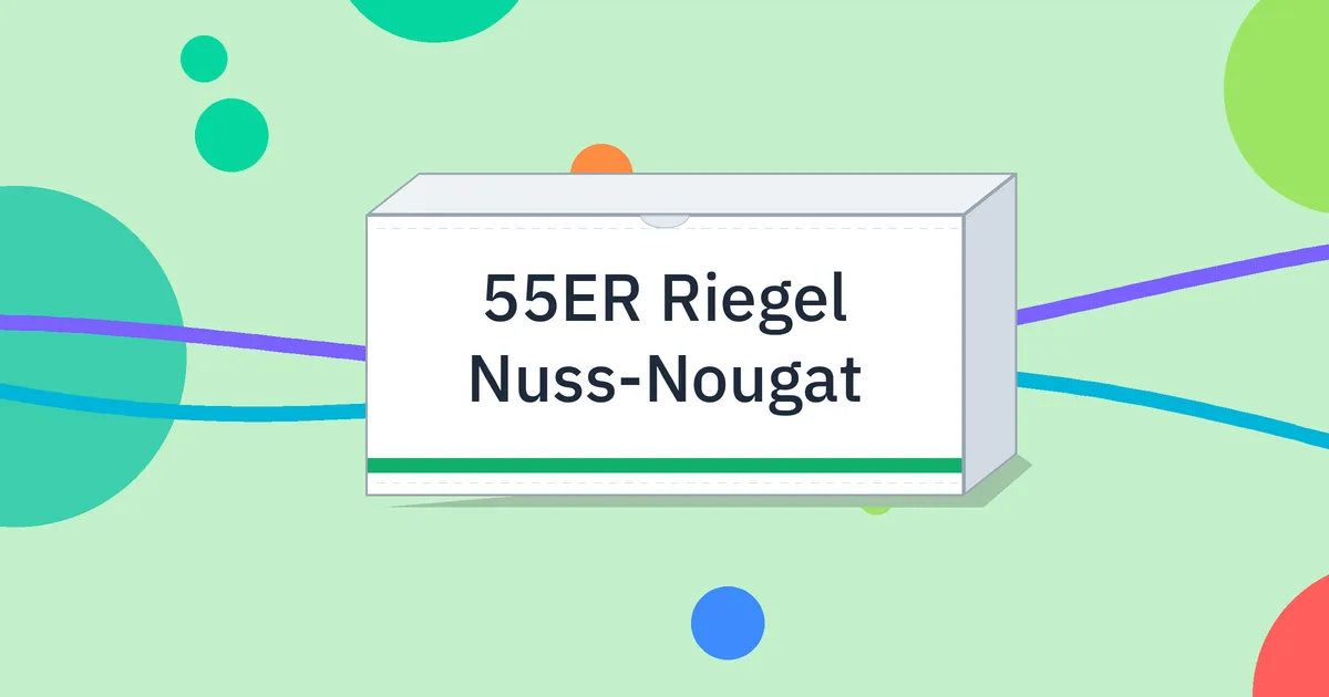 Symbolbild: Packung mit der Aufschrift 55ER Riegel Nuss-Nougat (PZN 12146944) – Verfügbarkeit und Bezug in Apotheken in Frankfurt am Main