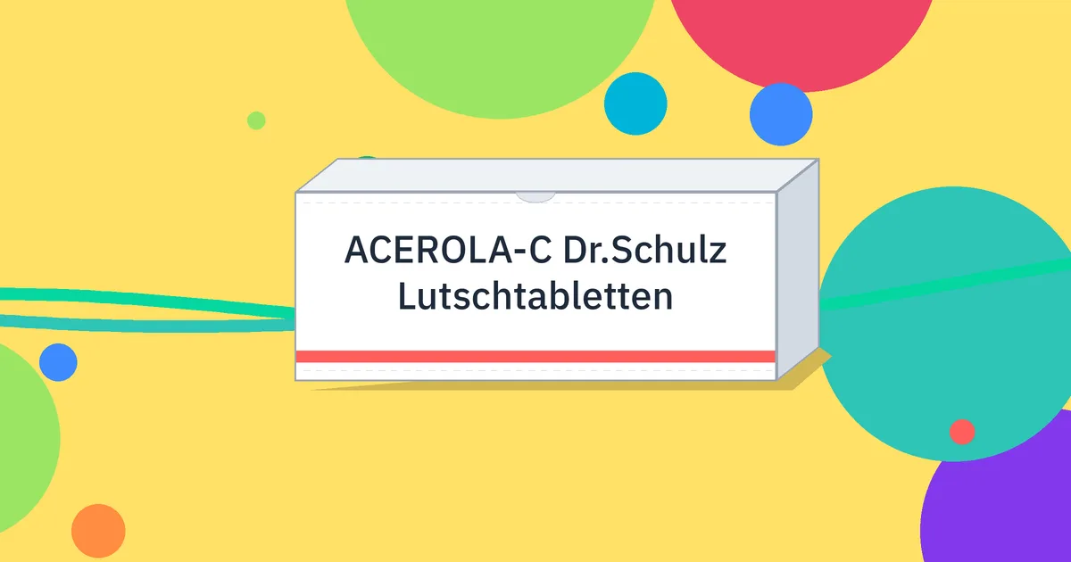 Symbolbild: Packung mit der Aufschrift ACEROLA-C Dr.Schulz Lutschtabletten (PZN 14172064) – Verfügbarkeit und Bezug in Apotheken in Frankfurt am Main