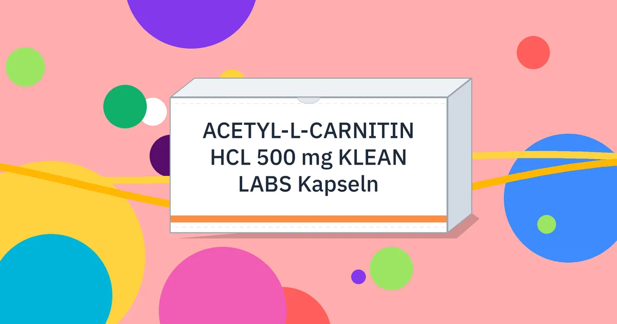 Symbolbild: Packung mit der Aufschrift ACETYL-L-CARNITIN HCL 500 mg KLEAN LABS Kapseln (PZN 19340980) – Verfügbarkeit und Bezug in Apotheken in Frankfurt am Main