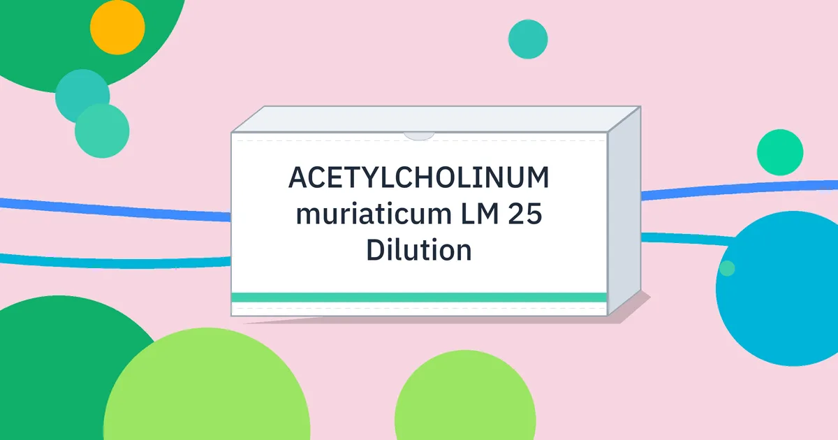 Symbolbild: Packung mit der Aufschrift ACETYLCHOLINUM muriaticum LM 25 Dilution (PZN 13266337) – Verfügbarkeit und Bezug in Apotheken in Frankfurt am Main