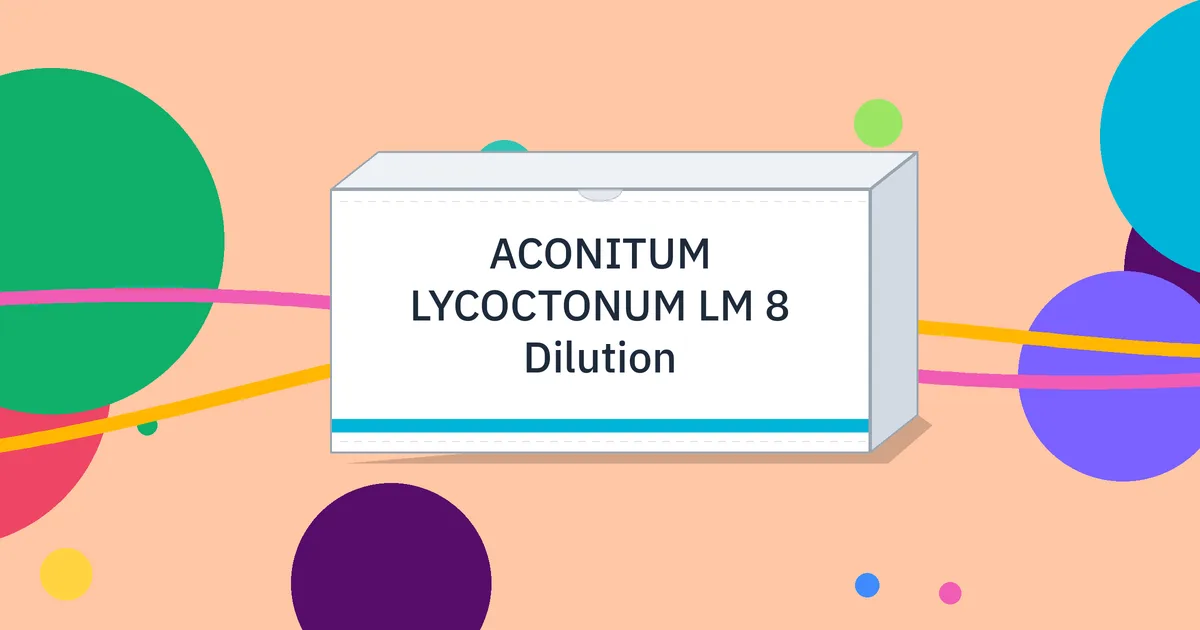 Symbolbild: Packung mit der Aufschrift ACONITUM LYCOCTONUM LM 8 Dilution (PZN 13291476) – Verfügbarkeit und Bezug in Apotheken in Frankfurt am Main