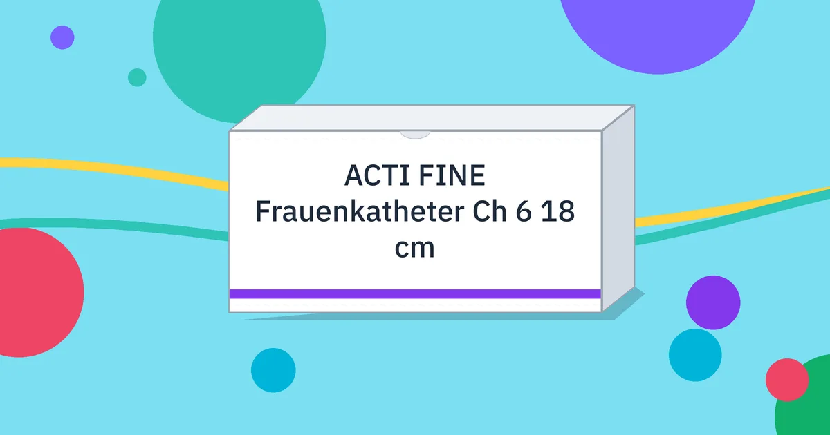 Symbolbild: Packung mit der Aufschrift ACTI FINE Frauenkatheter Ch 6 18 cm (PZN 09616458) – Verfügbarkeit und Bezug in Apotheken in Frankfurt am Main