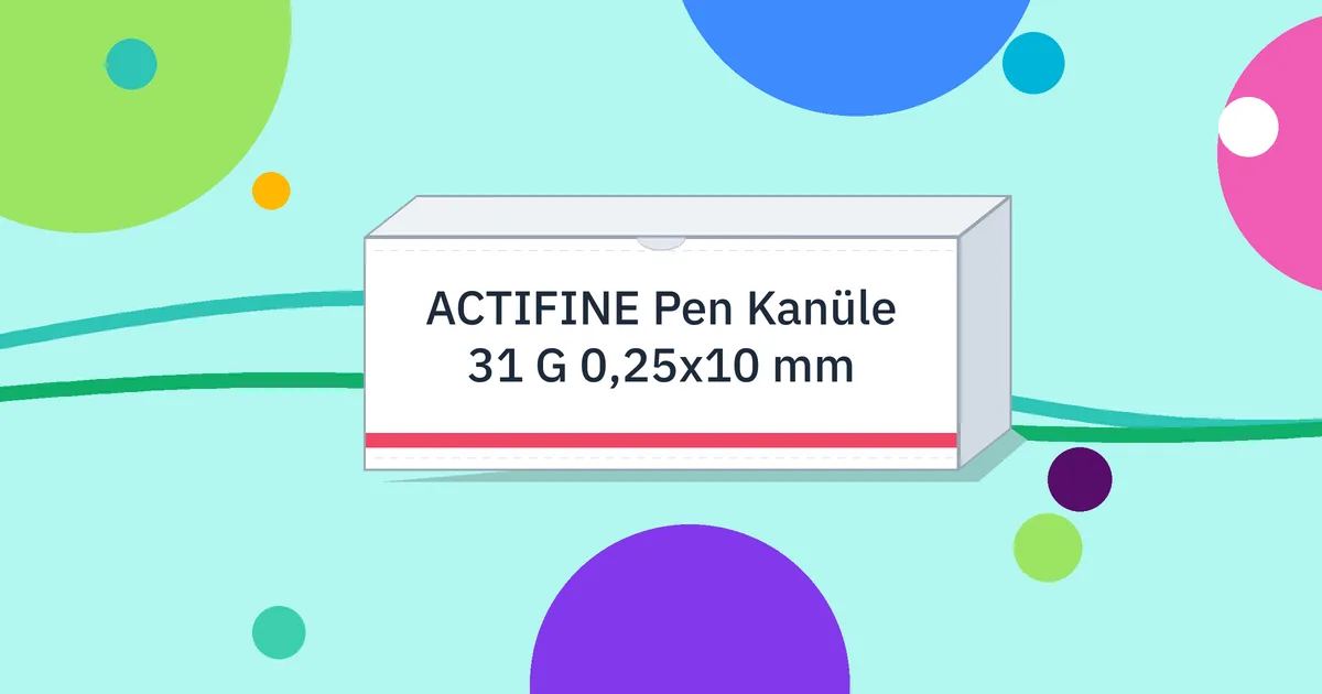 Symbolbild: Packung mit der Aufschrift ACTIFINE Pen Kanüle 31 G 0,25x10 mm (PZN 07558509) – Verfügbarkeit und Bezug in Apotheken in Frankfurt am Main