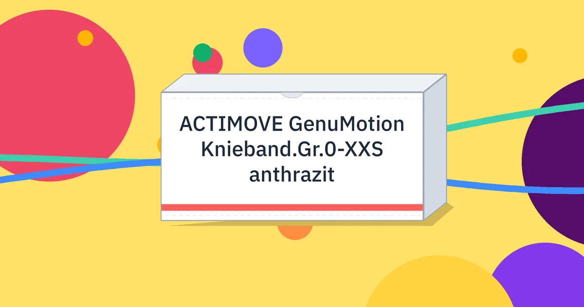 Symbolbild: Packung mit der Aufschrift ACTIMOVE GenuMotion Knieband.Gr.0-XXS anthrazit (PZN 17947904) – Verfügbarkeit und Bezug in Apotheken in Frankfurt am Main