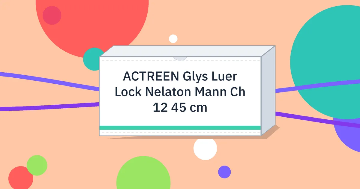 Symbolbild: Packung mit der Aufschrift ACTREEN Glys Luer Lock Nelaton Mann Ch 12 45 cm (PZN 04400015) – Verfügbarkeit und Bezug in Apotheken in Frankfurt am Main