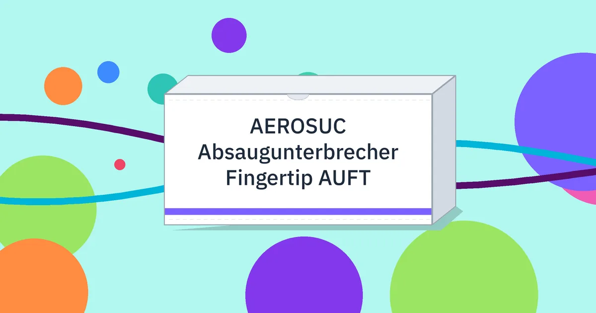 Symbolbild: Packung mit der Aufschrift AEROSUC Absaugunterbrecher Fingertip AUFT (PZN 01326620) – Verfügbarkeit und Bezug in Apotheken in Frankfurt am Main