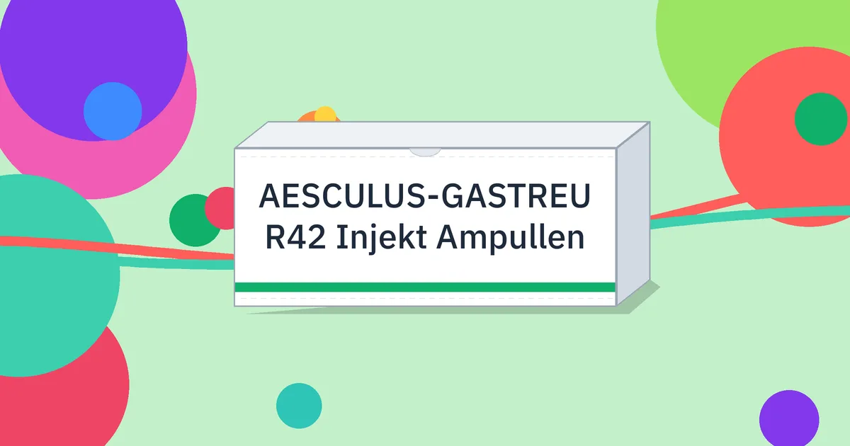 Symbolbild: Packung mit der Aufschrift AESCULUS-GASTREU R42 Injekt Ampullen (PZN 04628327) – Verfügbarkeit und Bezug in Apotheken in Frankfurt am Main