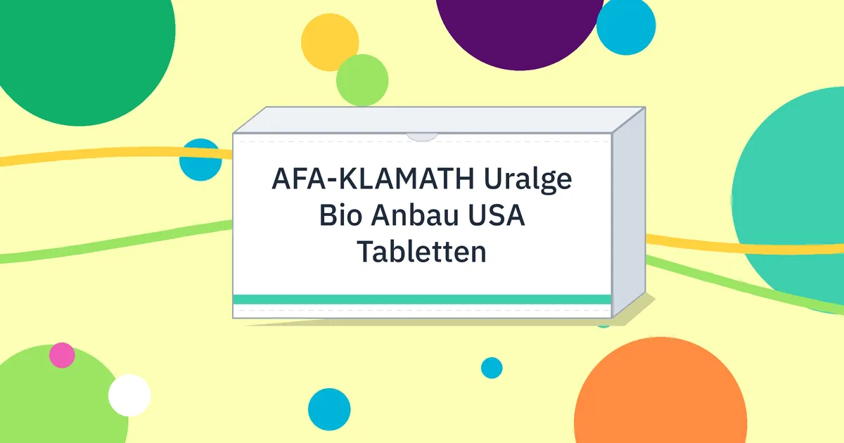 Symbolbild: Packung mit der Aufschrift AFA-KLAMATH Uralge Bio Anbau USA Tabletten (PZN 03082027) – Verfügbarkeit und Bezug in Apotheken in Frankfurt am Main