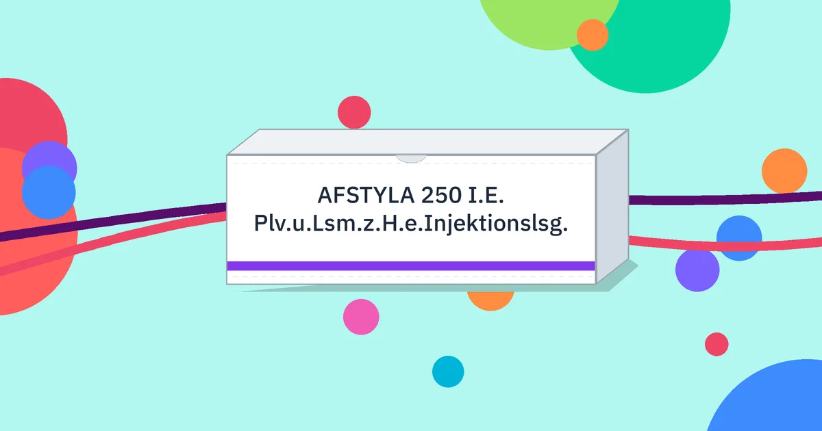 Symbolbild: Packung mit der Aufschrift AFSTYLA 250 I.E. Plv.u.Lsm.z.H.e.Injektionslsg. (PZN 12503522) – Verfügbarkeit und Bezug in Apotheken in Frankfurt am Main