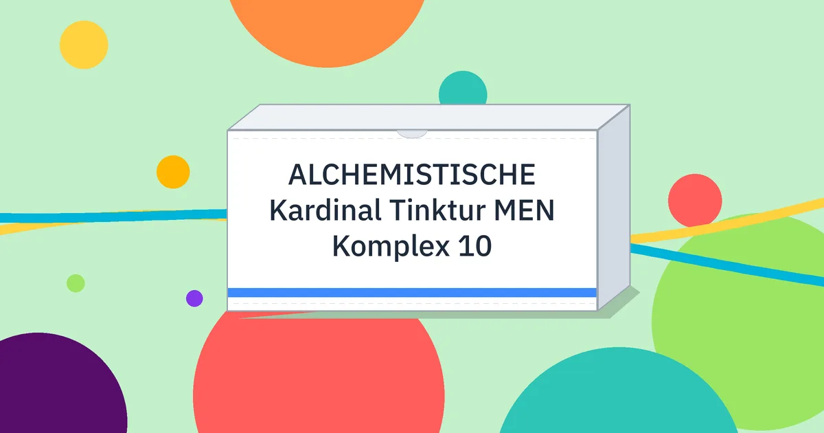 Symbolbild: Packung mit der Aufschrift ALCHEMISTISCHE Kardinal Tinktur MEN Komplex 10 (PZN 18052859) – Verfügbarkeit und Bezug in Apotheken in Frankfurt am Main