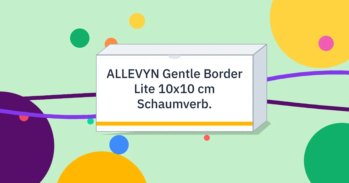 Symbolbild: Packung mit der Aufschrift ALLEVYN Gentle Border Lite 10x10 cm Schaumverb. (PZN 11051638) – Verfügbarkeit und Bezug in Apotheken in Frankfurt am Main