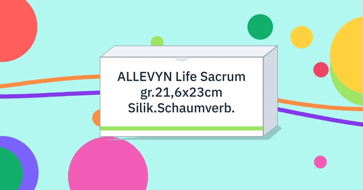 Symbolbild: Packung mit der Aufschrift ALLEVYN Life Sacrum gr.21,6x23cm Silik.Schaumverb. (PZN 12552259) – Verfügbarkeit und Bezug in Apotheken in Frankfurt am Main