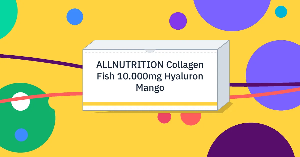 Symbolbild: Packung mit der Aufschrift ALLNUTRITION Collagen Fish 10.000mg Hyaluron Mango (PZN 20609358) – Verfügbarkeit und Bezug in Apotheken in Frankfurt am Main