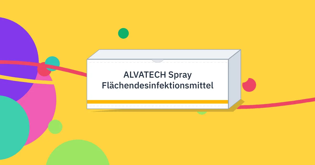 Symbolbild: Packung mit der Aufschrift ALVATECH Spray Flächendesinfektionsmittel (PZN 15423321) – Verfügbarkeit und Bezug in Apotheken in Frankfurt am Main