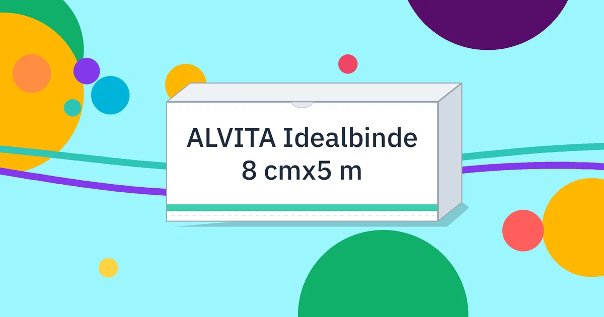 Symbolbild: Packung mit der Aufschrift ALVITA Idealbinde 8 cmx5 m (PZN 16811338) – Verfügbarkeit und Bezug in Apotheken in Frankfurt am Main