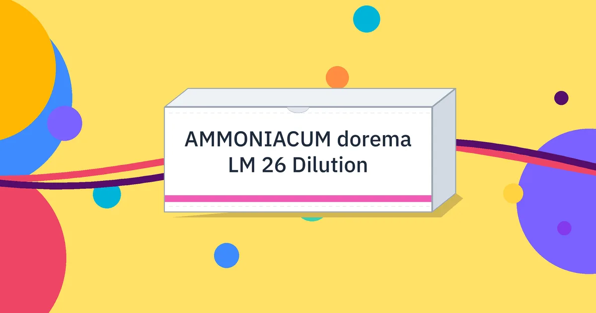 Symbolbild: Packung mit der Aufschrift AMMONIACUM dorema LM 26 Dilution (PZN 13319157) – Verfügbarkeit und Bezug in Apotheken in Frankfurt am Main