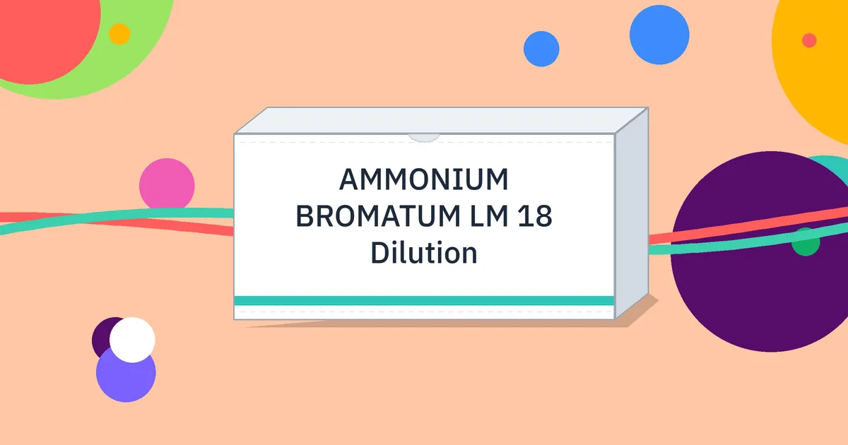 Symbolbild: Packung mit der Aufschrift AMMONIUM BROMATUM LM 18 Dilution (PZN 13320462) – Verfügbarkeit und Bezug in Apotheken in Frankfurt am Main