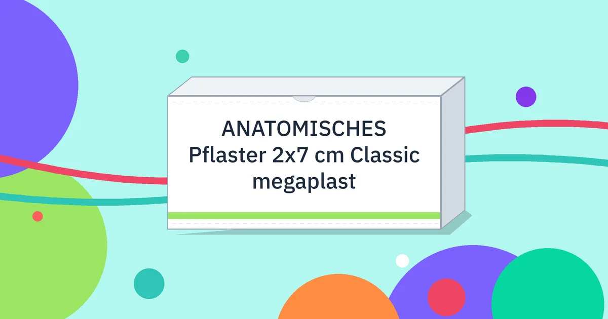 Symbolbild: Packung mit der Aufschrift ANATOMISCHES Pflaster 2x7 cm Classic megaplast (PZN 16500153) – Verfügbarkeit und Bezug in Apotheken in Frankfurt am Main