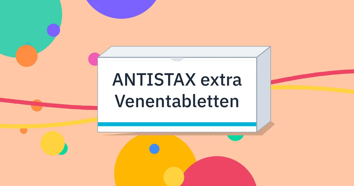 Symbolbild: Packung mit der Aufschrift ANTISTAX extra Venentabletten (PZN 09944518) – Verfügbarkeit und Bezug in Apotheken in Frankfurt am Main