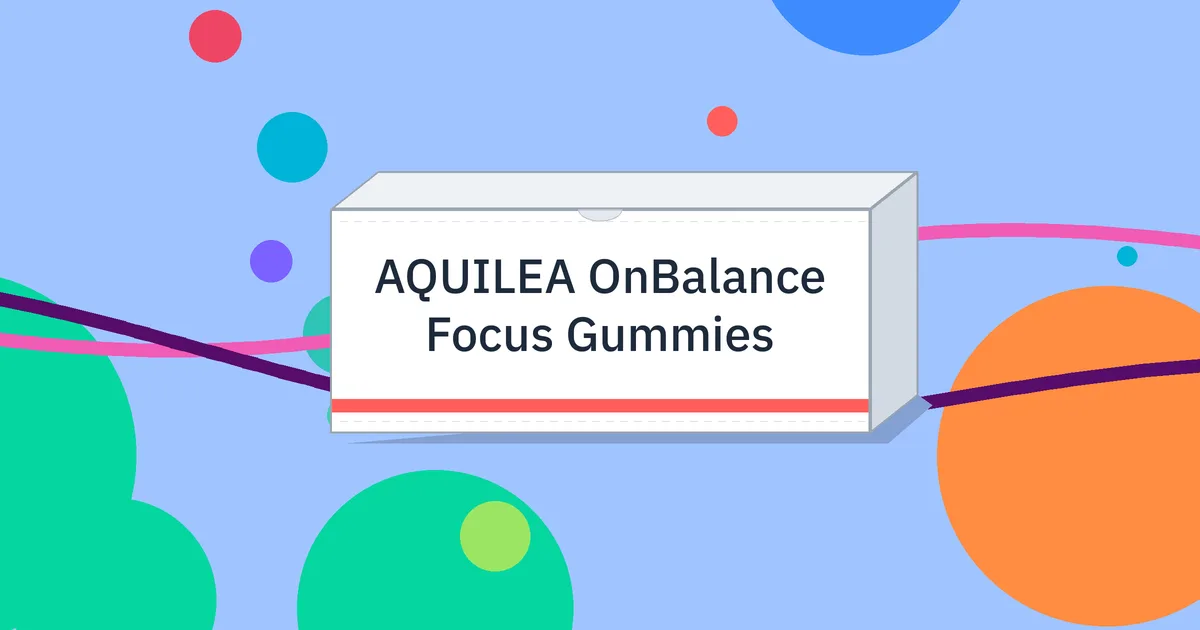 Symbolbild: Packung mit der Aufschrift AQUILEA OnBalance Focus Gummies (PZN 19739305) – Verfügbarkeit und Bezug in Apotheken in Frankfurt am Main