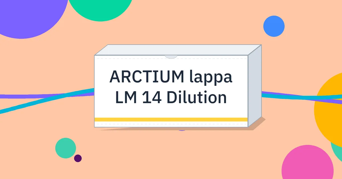 Symbolbild: Packung mit der Aufschrift ARCTIUM lappa LM 14 Dilution (PZN 13387584) – Verfügbarkeit und Bezug in Apotheken in Frankfurt am Main